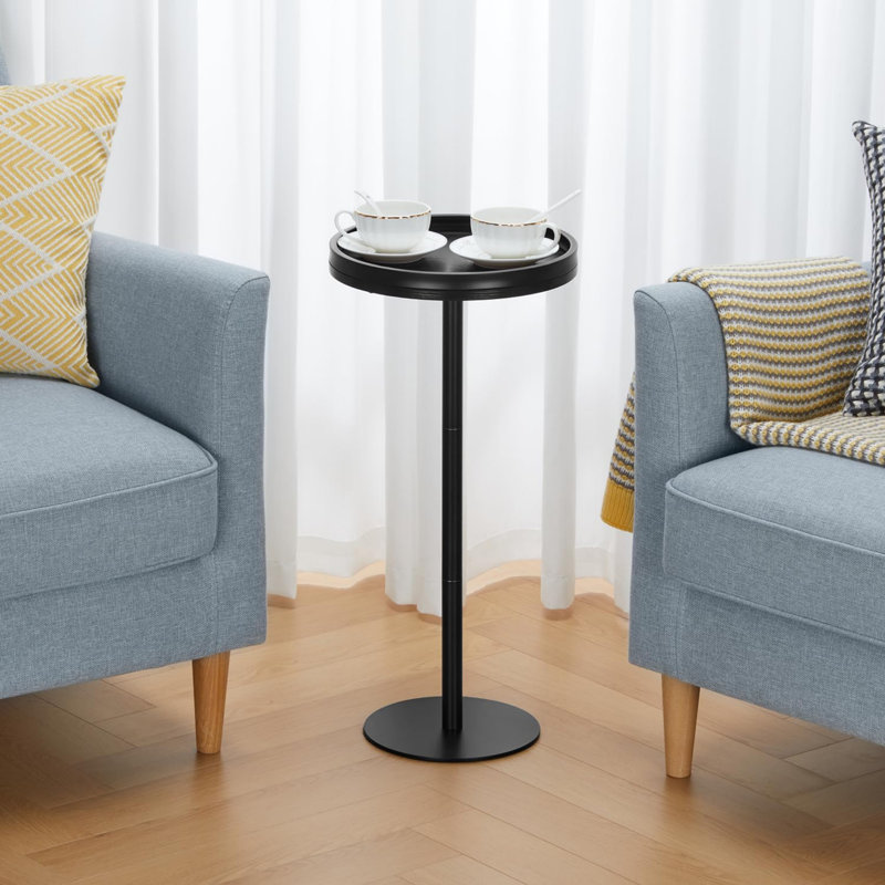 Latitude Run Round Drink Table Small Pedestal Table Small Round Side Table for Small Spaces Martini Table for Living Room Bedroom Balcony Latitude